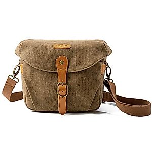 BAGSMART Camera Bag, SLR DSLR Canvas Camera Case, Vintage Padded Camera Shoulder Bag with Rain Cover for Women and Men, Khaki