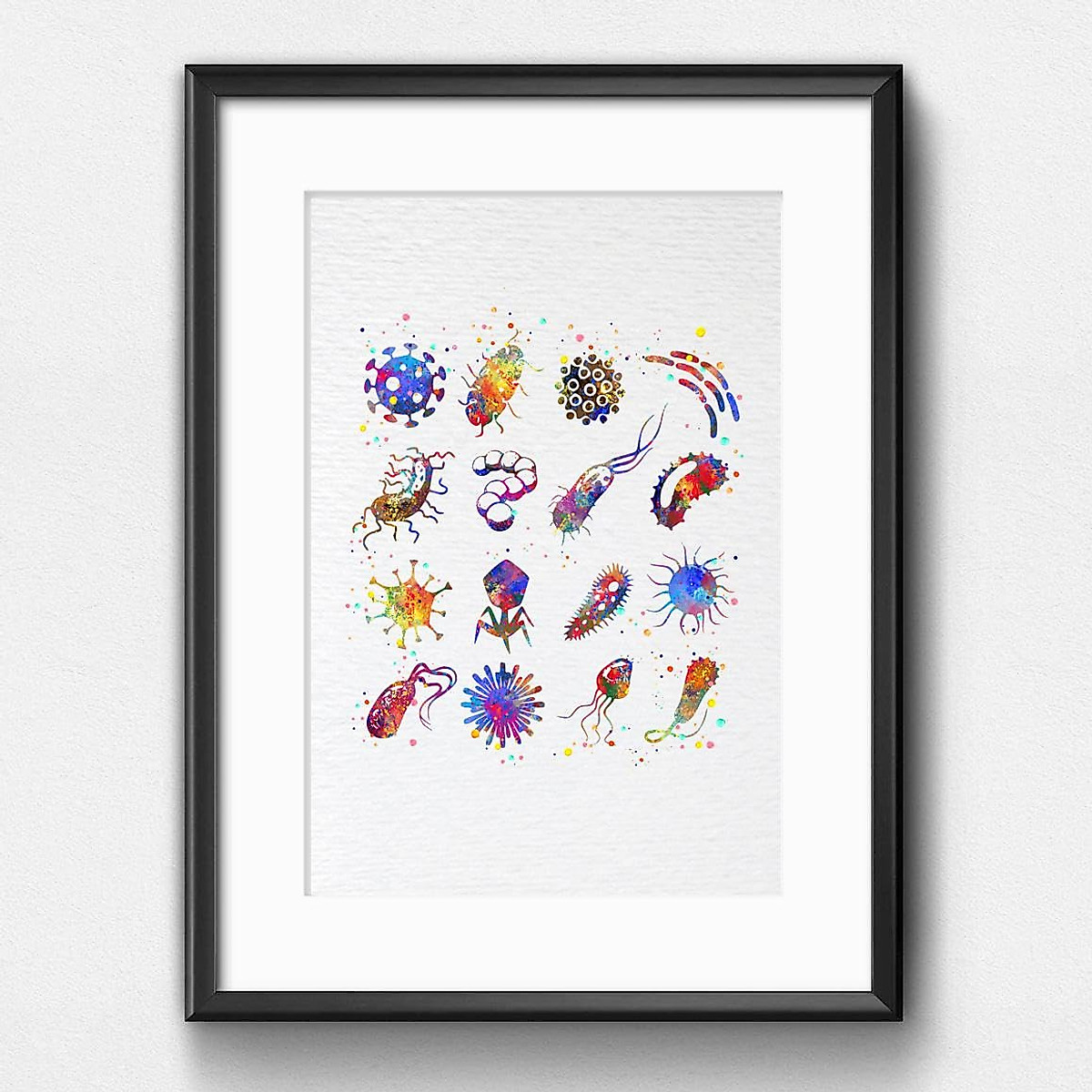 Dignovel Studios 8X10 Unframed Bacteria Watercolor Art Print Biology Medical Art Microbiology Virus Art Abstract Bacteriophage Science Home Office Wall Decor Poster DN675