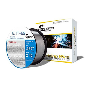 NICETECH, Gasless Flux Cored Welding Wire, Carbon Steel, E71TGS. 030-Diameter, 2 Pounds Spool, Silver, Package of 1