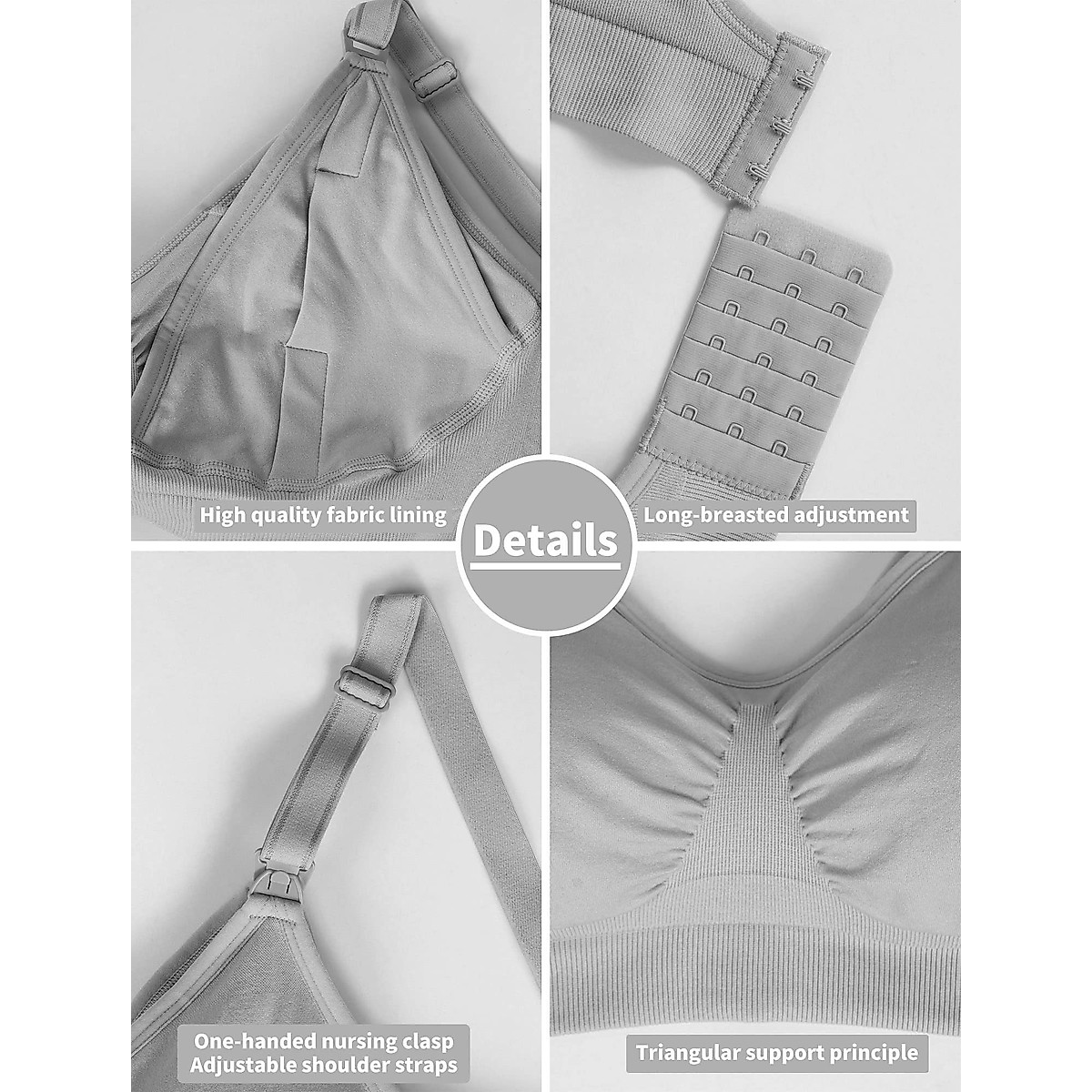 iloveSIA 3PACK Nursing & Pumping Bra All in One Hands Free Pumping Bra Black+Gray+Beige Size XL