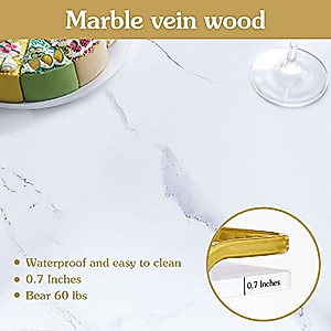 Jubao Gold Bar Cart with 3 Tiers for Stylish Storage, Home Bar Serving Cart with 4 Rows of Glass Holders & 8 Wine Racks, Modern Marbled Solid Wood Cart on Lockable Wheels, Coffee Bar Cart for Kitchen