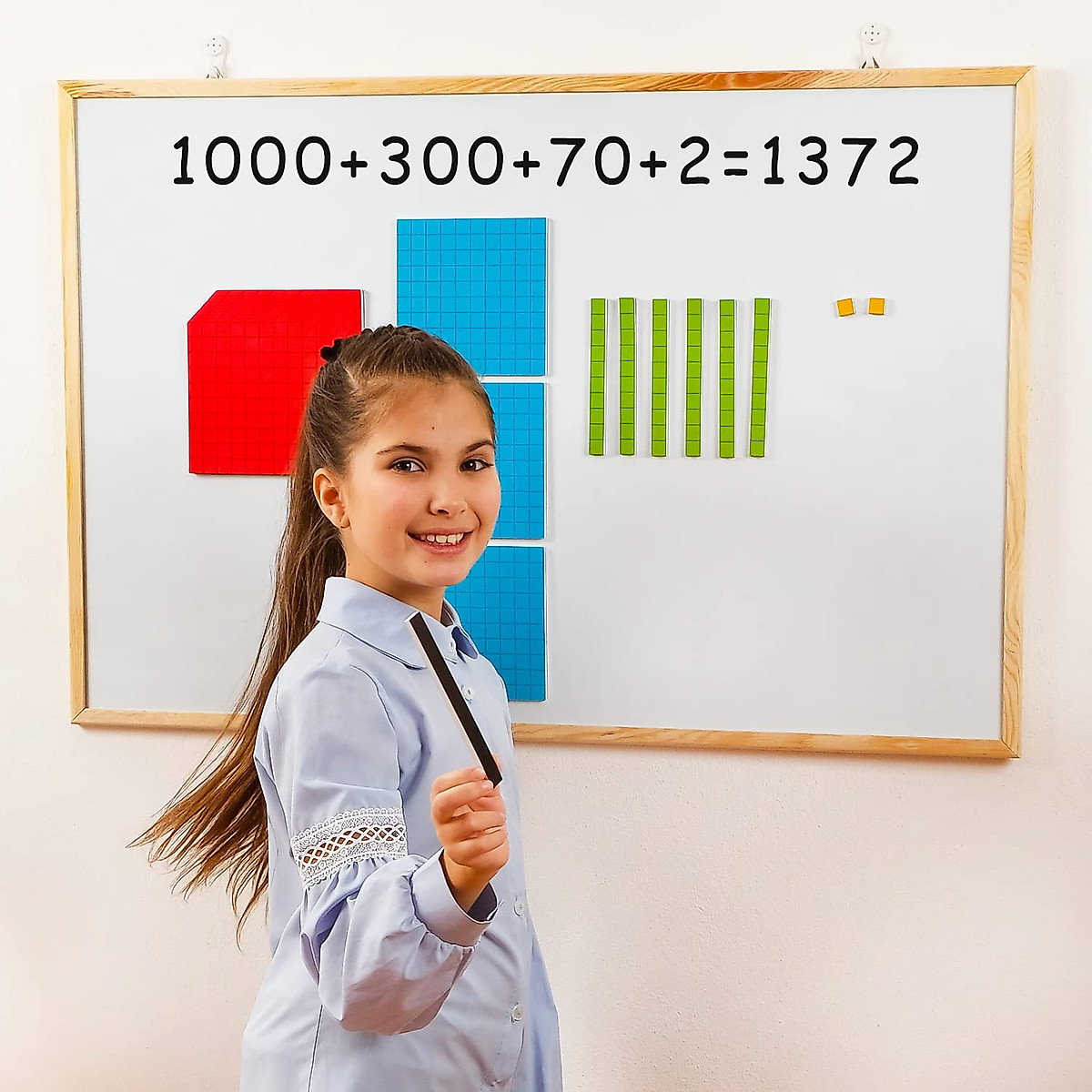 Simply magic 131 PCS Jumbo Magnetic Base Ten Blocks for Math, Place Value Blocks, Magnetic Base 10 Blocks Set for Teachers, Math Blocks for Counting, Counting Blocks, Magnetic Math Manipulatives K-3