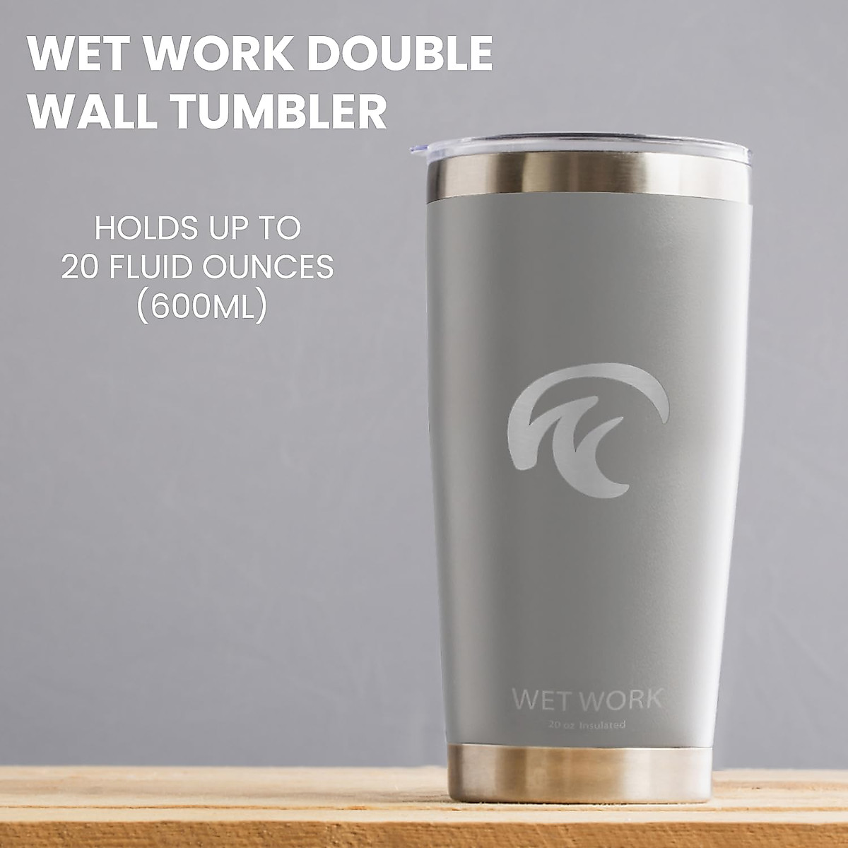 Wet Work Double Wall Tumbler 20 oz Made from Durable Stainless Steel for Hot and Cold Drinks - Insulated Travel Mug for Coffee Tea Wine with Leak Proof Lid for Travel Hiking Camping Gifts - Graphite