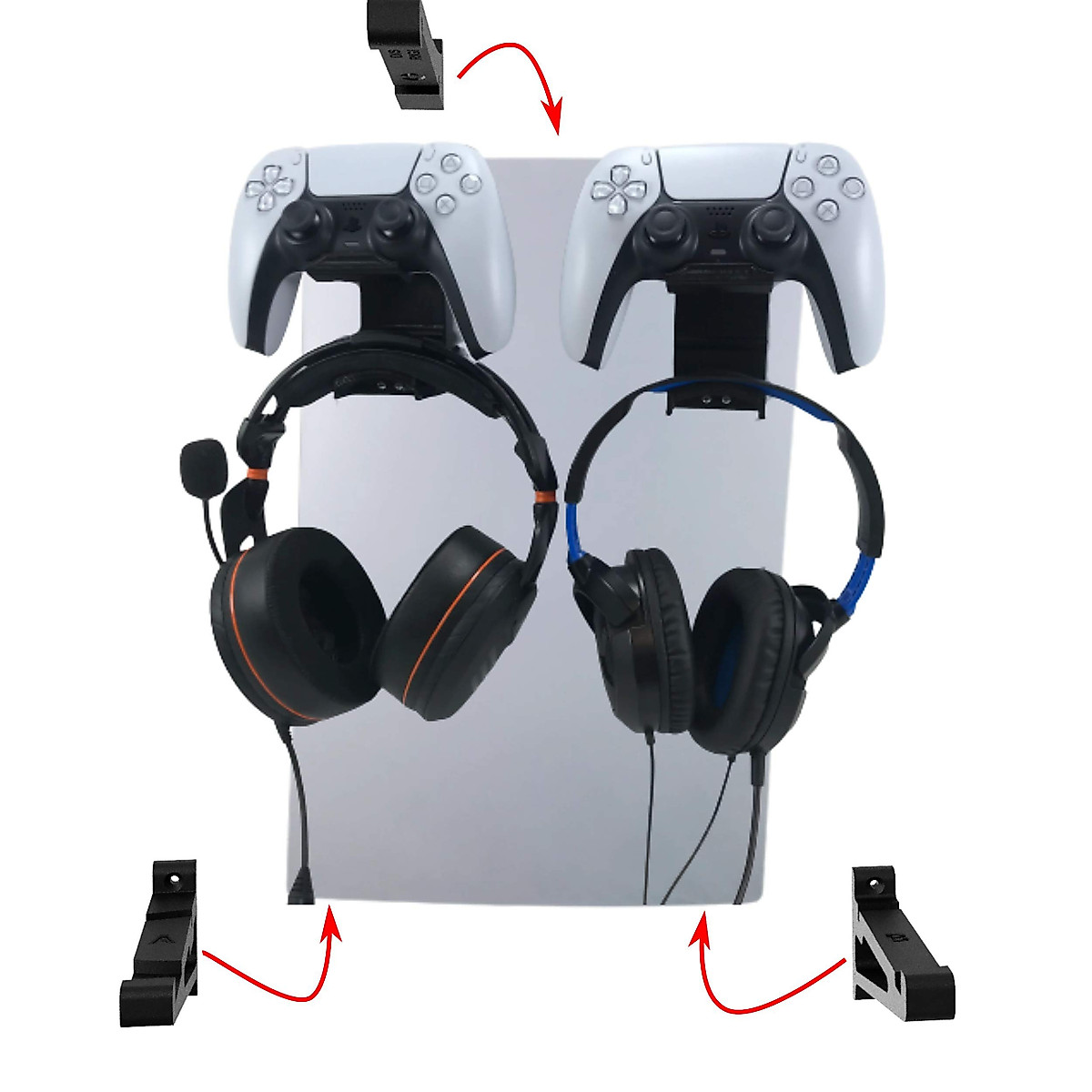 3D Cabin Product Deluxe Wall Mounting Kit Set Bracket Pack Compatible with PlayStation 5 Digital Console Black Left