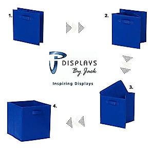 Displays By Jack Foldable Fabric Storage Bins Organizer, Collapsible Cube Containers with Handles, Great for Closet and Cubby Toy Organizers, 10.5" x 10.5" x 11"H, Set of 6, Navy Blue