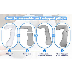 INSEN Pregnancy Pillow for Sleeping, L Shaped Body Pillow for Side Sleeping, Detachable Pregnancy Pillow with Full Body Support