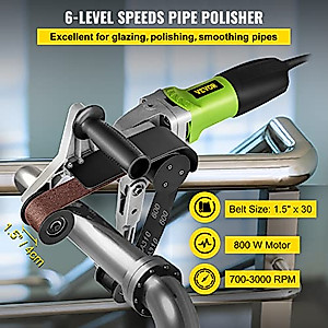 Mophorn Pipe Tube Polisher Sander 7"/180 mm Max Pipe Diameter, Sander Polisher Grinder 110V 800W, Professional Belt Sander Grinding Machine 6 Speeds Adjustable, for Burnishing Finishing Stainless Steel