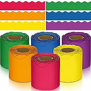 6 Rolls 196.8 ft Colorful Classroom Borders for Bulletin Board Scalloped Bulletin Board Borders Trim Bulletin Board Decorations Bulletin Borders for Classroom Bulletin Board Decor (Rainbow Color)