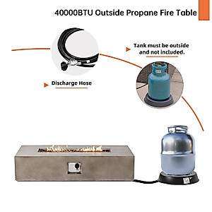 HOMPUS Outdoor Rectangular Propane Fire Pit Table, 56''x28’’x13'' Fire Table, 50000 BTU Fire Pit w Free Waterproof Cover & Fire Stone for Patio, Garden, Grey