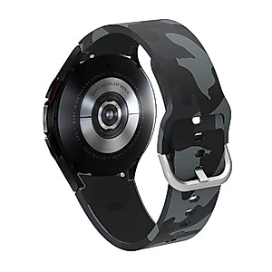 VeveXiao Strap Compatible with Samsung Galaxy Watch 4 40mm/44mm band, Printed Soft Silicone Replacement Straps for Galaxy Watch 4 Classic 42mm/46mm WristBand (grey)