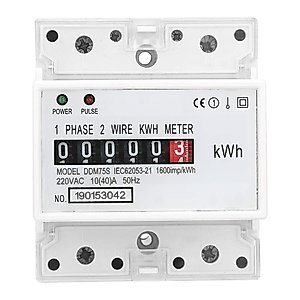 Watris Veiyi DDM75S 10-40A Single Phase KWH Meter, 4P Din Rail Energy Meter, Electric Meter, Electronic Din Rail KWh Meter, LED Electricity Power Consumption Wattmeter Energy Meter