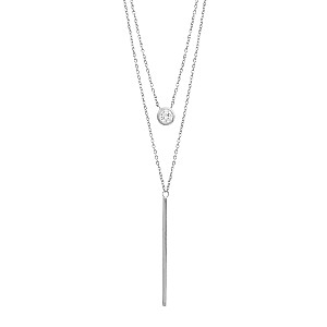 Silpada 'London Decker' Cubic Zirconia Layered Pendant Necklace in Sterling Silver, 17" + 2"