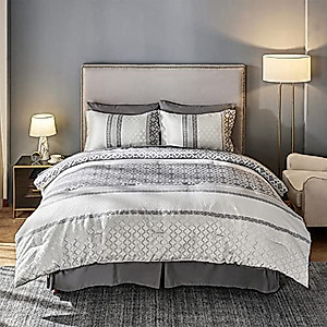 Bedsure Queen Size Bedding Set - 7 Pieces Hotel Style Queen Bed in a Bag Comforter Set with Sheets, Soft Textured Queen Bedding Comforter Set, Luxurious Grey Bedding Set