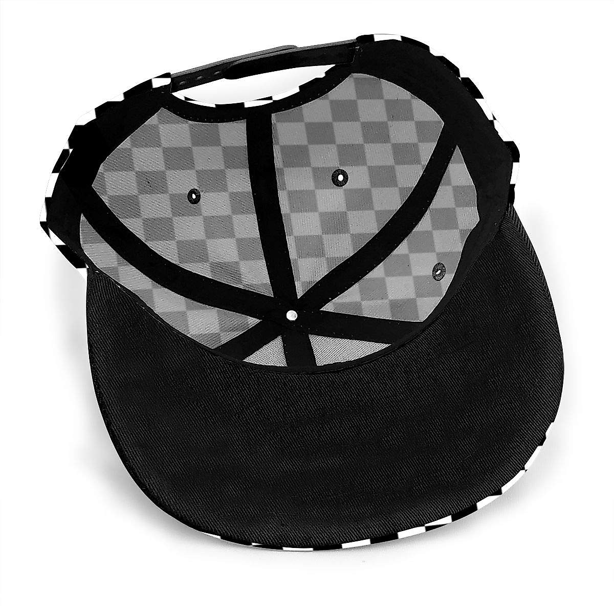 YEGFTSN Baseball Cap Men Women - Black White Checkerboard Adjustable 3D Printed Snapback Flat Bill Hip Hop Hat