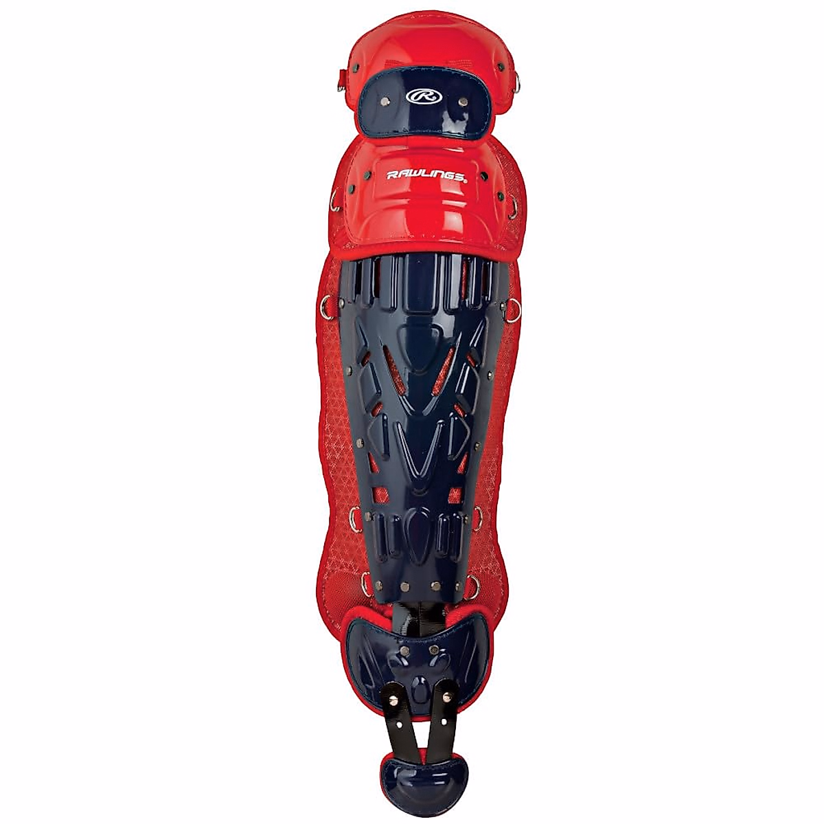 Rawlings | VELO Catcher's Leg Gaurds | Baseball | Intermediate 15.5" | Navy/Scarlet