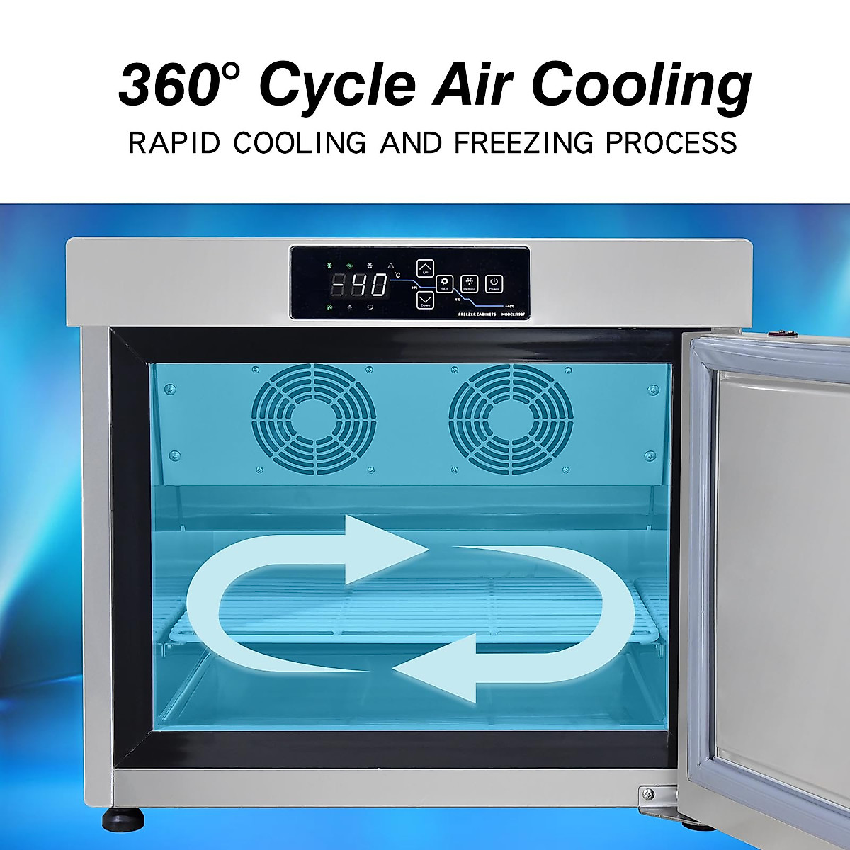 Kolice Commercial 32L Countertop Shock Freezing Blast Chiller & Freezer, Chest Freezer, Blast Freezer, Freezer Cabinets for ice cream, pastry, seafood, desserts, meat-Lowest Temperature -35C(-31°F)