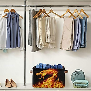 Storage Bins Abstract Fiery Dragon Storage Basket Collapsible Cube Rectangle with Handle Storage Box for Shelves Home Office Closet 1 Pack