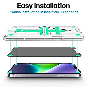 Power Theory Privacy Screen Protector for iPhone 14 Plus, iPhone 13 Pro Max Tempered Glass Anti Spy protection with Easy Install Tray