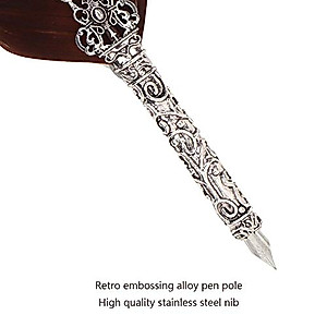 Hztyyier Vintage Quill Pen Fountain Pen Sign Pen Calligraphy Writing Quill Dip Pen Set in Delicate Gift Storage Box(Brown) School Supplies