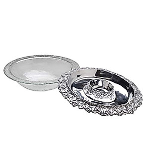 Arthur Court Designs Aluminum Grape Tray with Glass Chilling Bowl Keeps Fruit, Veggies, Cheese, Meat, or Any Chilled appetizers at The Perfect Temperature 14 Diameter x 4.5 inch Tall