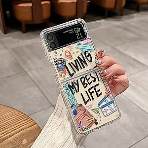 Phone case Pink Clear for Samsung Galaxy Z Flip 3 4 5G Z Flip3 Flip4 Zflip3 Shockproof Cover (Color : A, Size : for Z Flip 3)