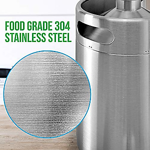 NutriChef Pressurized Growler Tap System, 128oz Double-Walled Stainless Steel Mini Keg Dispenser Portable Kegerator Kit, Co2 Pressure Regulator Keeps Carbonation for Craft Beer, Draft and Homebrew