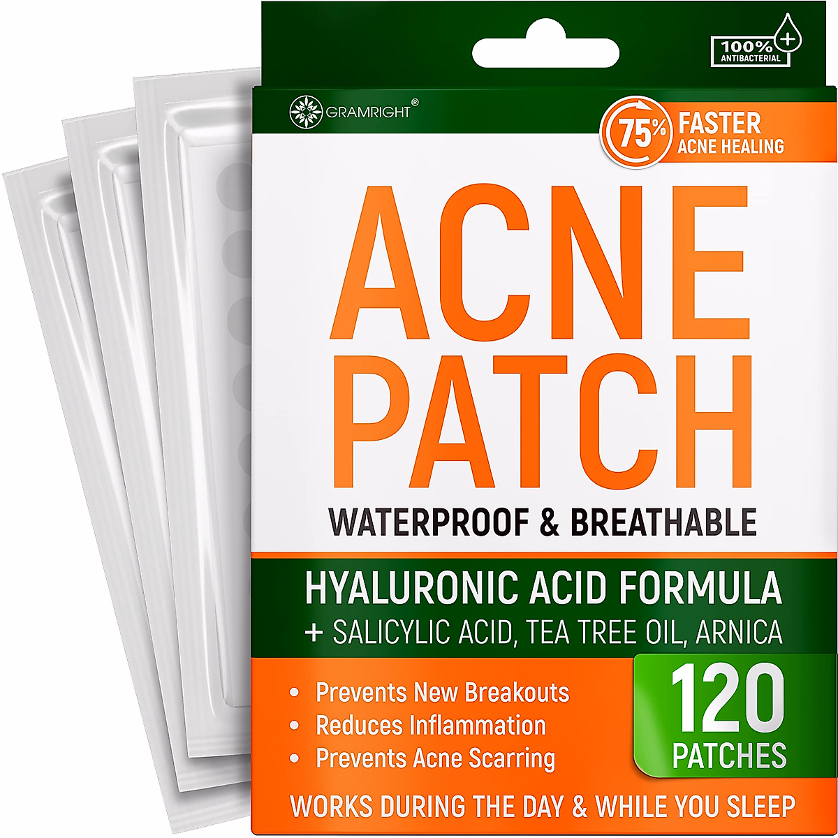 Acne Patches - Natural Hydrocolloid Bandages for Acne Spot Treatment - Cystic Acne Cover Patches with Salicylic, Hyaluronic Acids and Tea Tree Oil - Pimple Patches for Face - 120 Patches