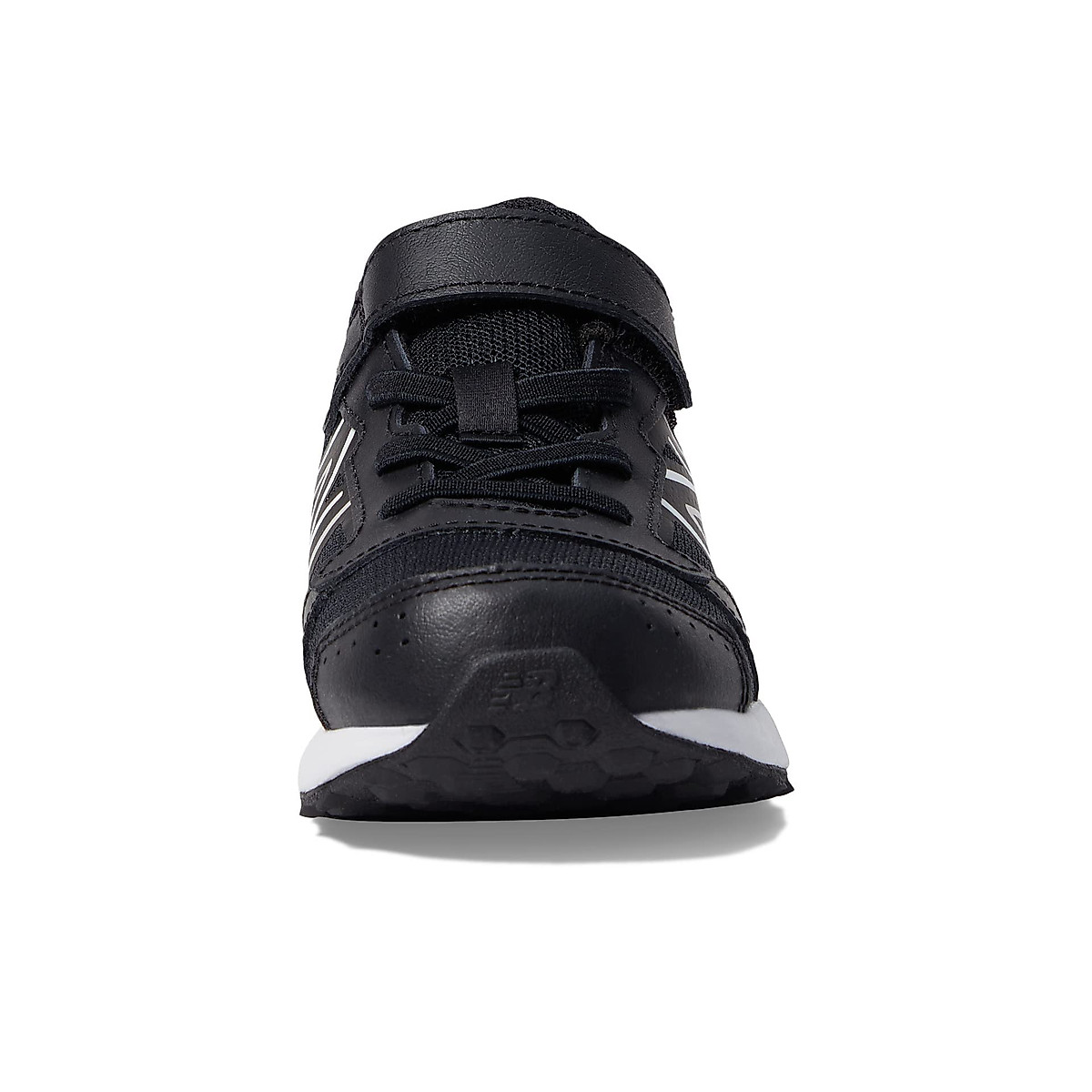 New Balance Fresh Foam 650 V1 Hook & Loop Running Shoe, Black/Metallic Silver/White, 4 Wide US Unisex Big_Kid