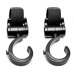 Baby Stroller Universal Multi-Purpose Hooks - Black - 2 Hooks
