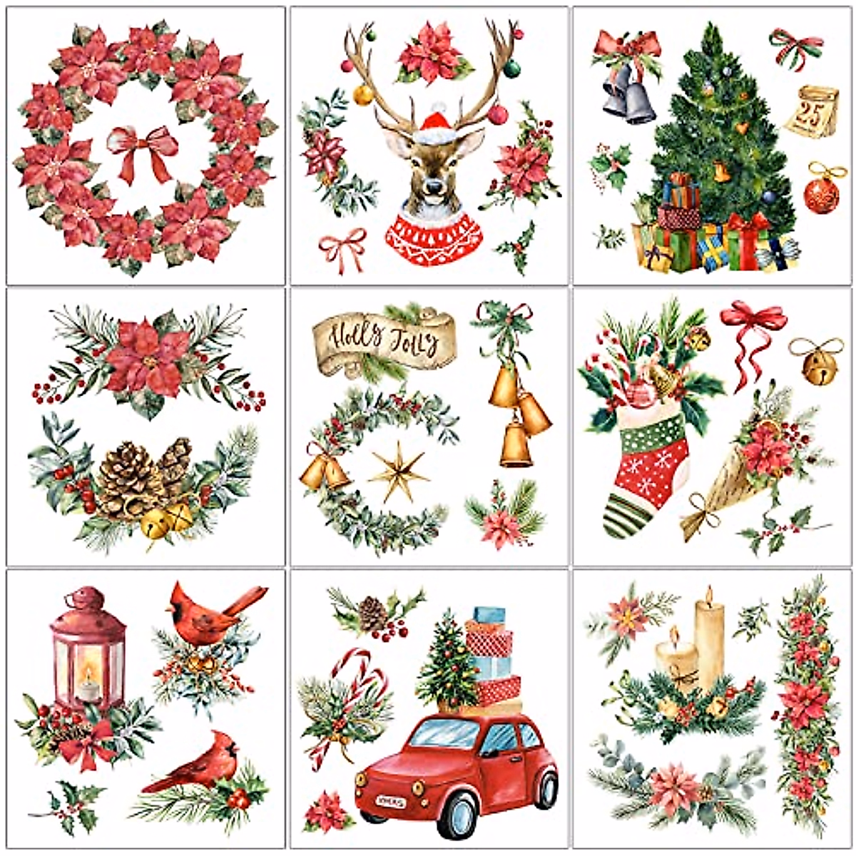 9 Sheets Sunflower Rub on Transfer for Furniture Craft and Wood Fall Rub on Decal Stickers Stencil Thanksgiving Pumpkin Flower Butterfly Bird Dragonfly Christmas Decor 6 x 6 Inch (Elk)