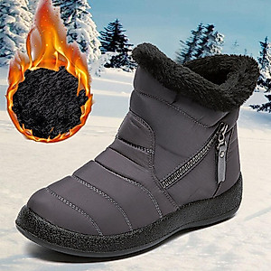 Padaleks Womens Snow Boots Warm Ankle Booties Waterproof Comfort Slip On Outdoor Fur Lined Winter Shoes for Women