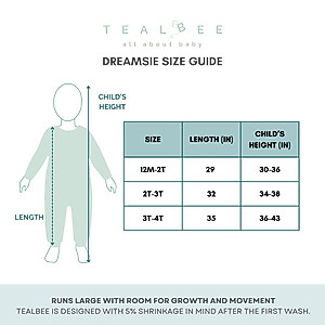 Tealbee DREAMSIE Toddler Wearable Blanket with Sleeves | Baby Sleep Bag Sack with Feet and Sleeves for Walkers and Walking Baby. TOG 1.2 Toddler Sleep Suit to Keep Warm (12M-2T)