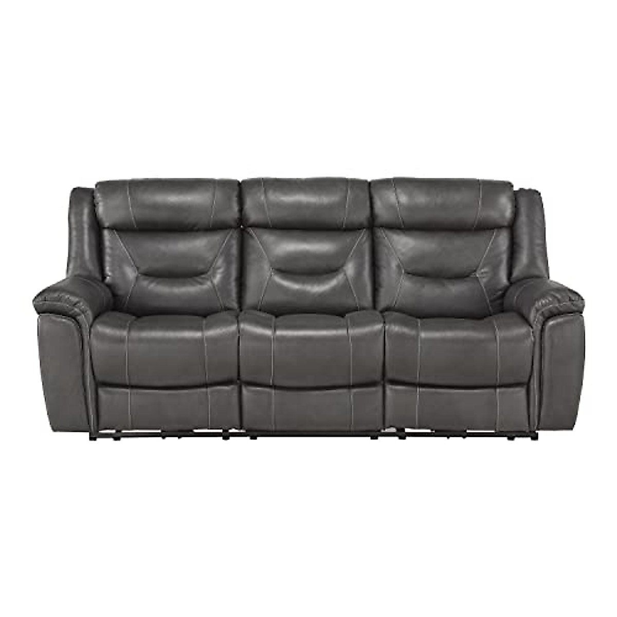 Lexicon Finlay Top Grain Leather Power Double Reclining Sofa, Dark Gray