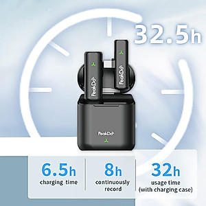 PeakDo Wireless Lavalier Lapel Microphone for USB C Phone, Plug-Play Wireless Mic for Recording Interview Video Podcast Vlog TikTok YouTube, 165ft Range Mini Microphone with Charging Case