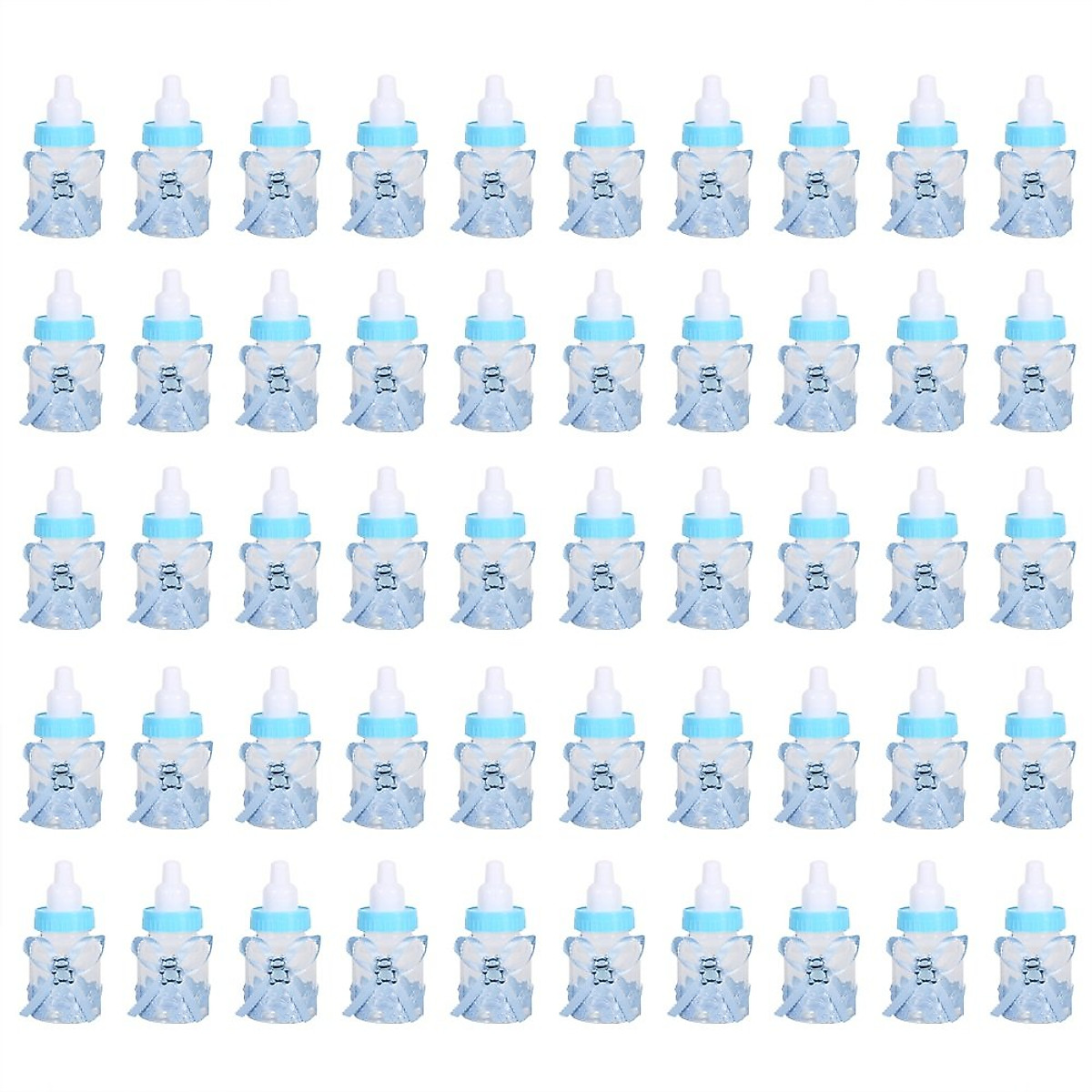 50pcs Cute Feeding Bottle Shape Candy Boxes,3.5 Inch Mini Fillable Bottle,Shower Box Candy Box for Birthday Christening Gift Party Decorations Blue
