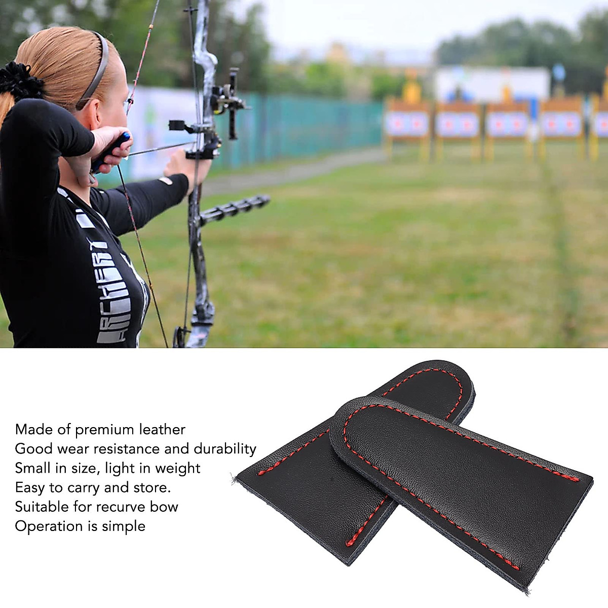 VBESTLIFE Archery Bow Limb Tip Protector, 1 Pair Bow Tip Protector Leather Bow Tip Guard for Outdoor Hunting Recurve Bow (Black)