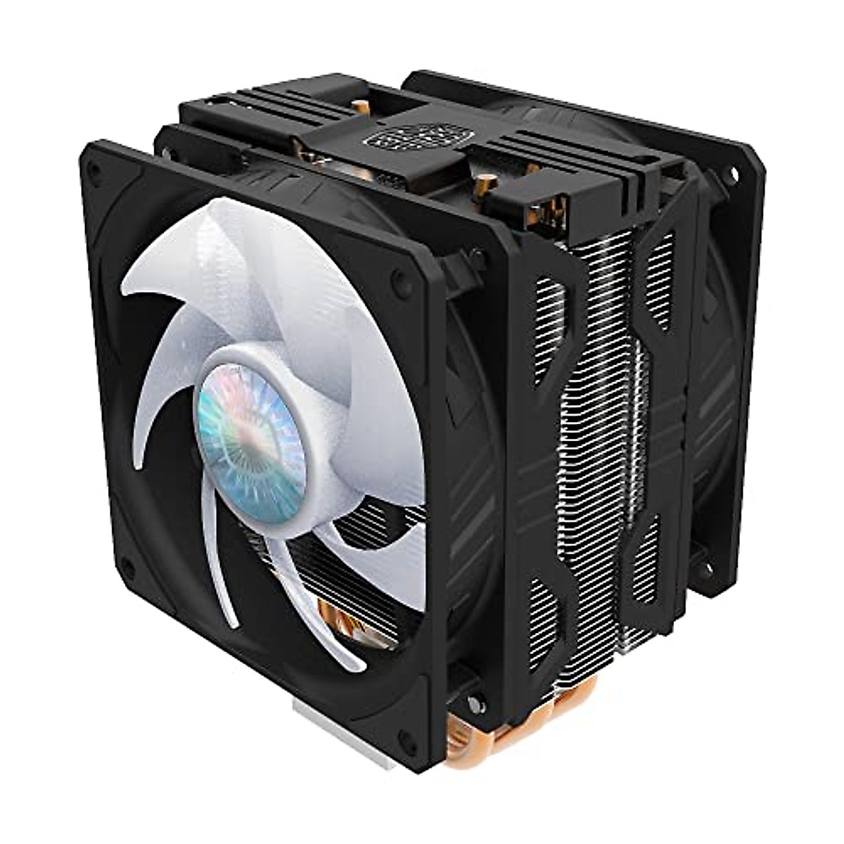 Cooler Master Hyper 212 LED Turbo ARGB CPU Air Cooler - Jet Black Aluminium Finish, 4 Continuous Direct Contact Heat Pipes with Fins, Dual SickleFlow 120 ARGB Fans, ARGB LED Controller - ARGB