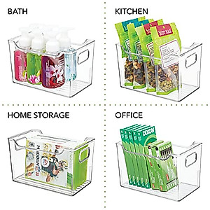 mDesign Deep Plastic Office Storage Bins with Handles for Organization in Filing Cabinet, Closet, or Desk Drawers, Organizer for Notes, Pens, Pencils, and Staples - Ligne Collection - 8 Pack - Clear