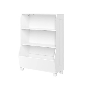 RiverRidge Kids 34" Bookcase with Toy Organizer, White