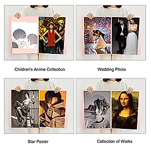 A3 Diamond Painting Storage Book 30 Pages, Art Portfolios Painting Storage Book Clear Pockets Sleeves Protectors for Artwork, Report Sheet, Letter Album Folder Storage Bag, 11*17in/ 44 X 32.5cm (Pink)