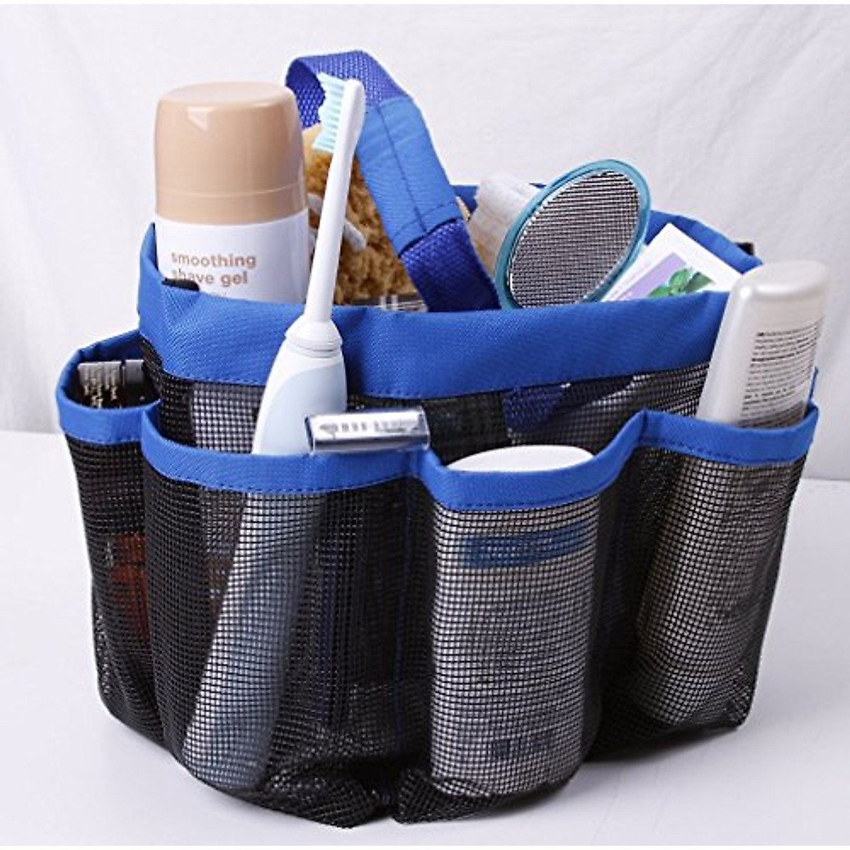 Wowlife 8-Pocket Shower Caddy Quick Dry - Perfect For College & Dorm - Large Pockets To Carry Your Bathroom Accessories & Mirror - Non Stainless Steel Full Mesh Material
