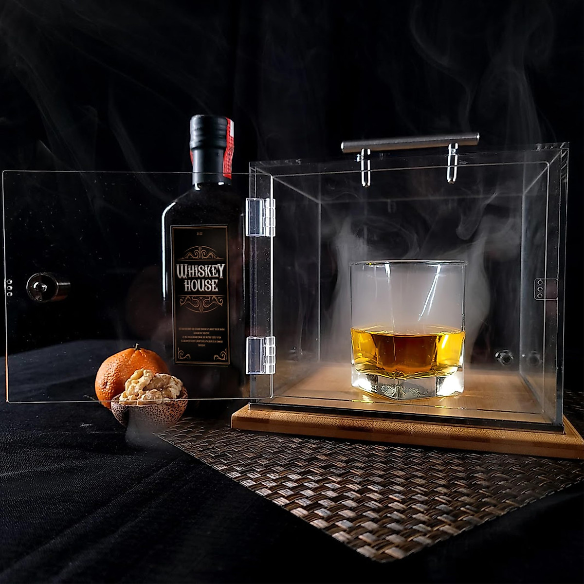 SIGVAL The Smoking Cube - Cocktail Smoker and Smoking Box Kit, Magnetically Removable Display Board, with Wood Chips