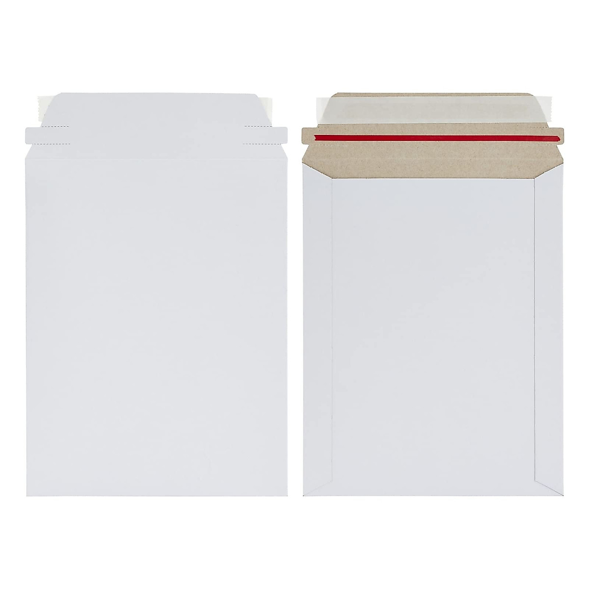 100 Pack 7x9 Rigid Cardboard Mailers That Stay Flat, Self Adhesive Photo Envelopes for Shipping Documents, Bulk (White)