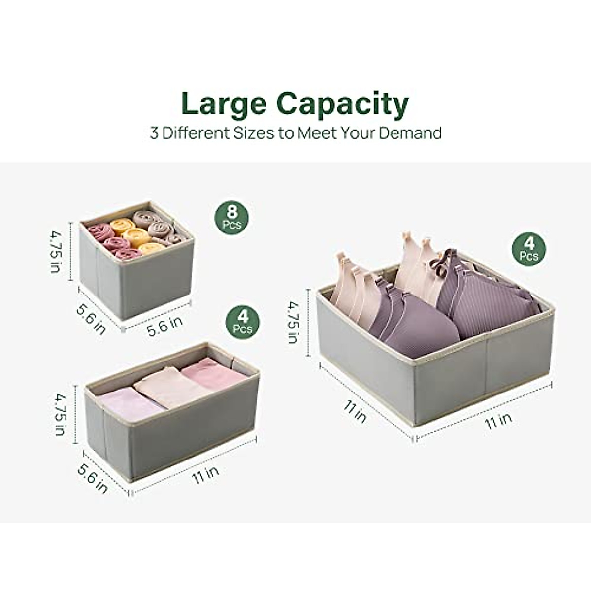 Kootek 16 Pack Drawer Organizers for Clothing, Dresser Drawer Organizer Clothes Fabric Foldable Dividers, Cabinet Closet Organizers and Storage Boxes for Clothes, Underwear, Bras, Lingerie, Socks