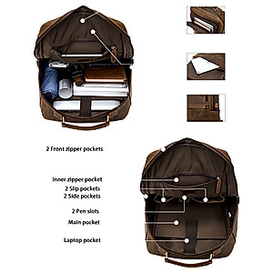 BOSTANTEN Leather Backpack for Men, 15.6 inch Laptop Backpack Large Capacity Business Travel Bag Vintage Shoulder Daypacks