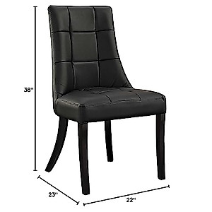 Modway Noblesse Modern Tufted Vegan Leather Upholstered Kitchen Room Black, One Dining Chair