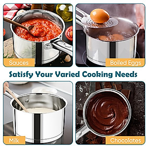 P&P CHEF 2 QT Sauce Pan with Lid, Stainless Steel Small Saucepan for Kitchen Cooking Boiling, Suitable for All Stoves, Straight Side & Dishwasher Safe