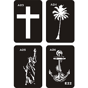 Kotbs 6 Sheets Henna Tattoo Stencil Kit, 52pcs Cross Sword Arrow Patterns Temporary Glitter Airbrush Tattoo Stencils Arabian Tattoo Stickers for Face Paint Body Art