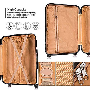 Apelila 4 Piece Hardshell Luggage Sets, Black Travel Suitcase, Check in & Carry On Luggages with Spinner Wheels Free Cover& Hangers Inside 18" 20" 24" 28"