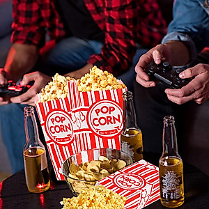 SUPWISER 200 Pcs Popcorn Bags, 1 Oz Movie Night Paper Popcorn Bags Bulk Individual Servings for Popcorn Machine Kitchen Party Movie Theater, Carnival Party, Decorations Supplies